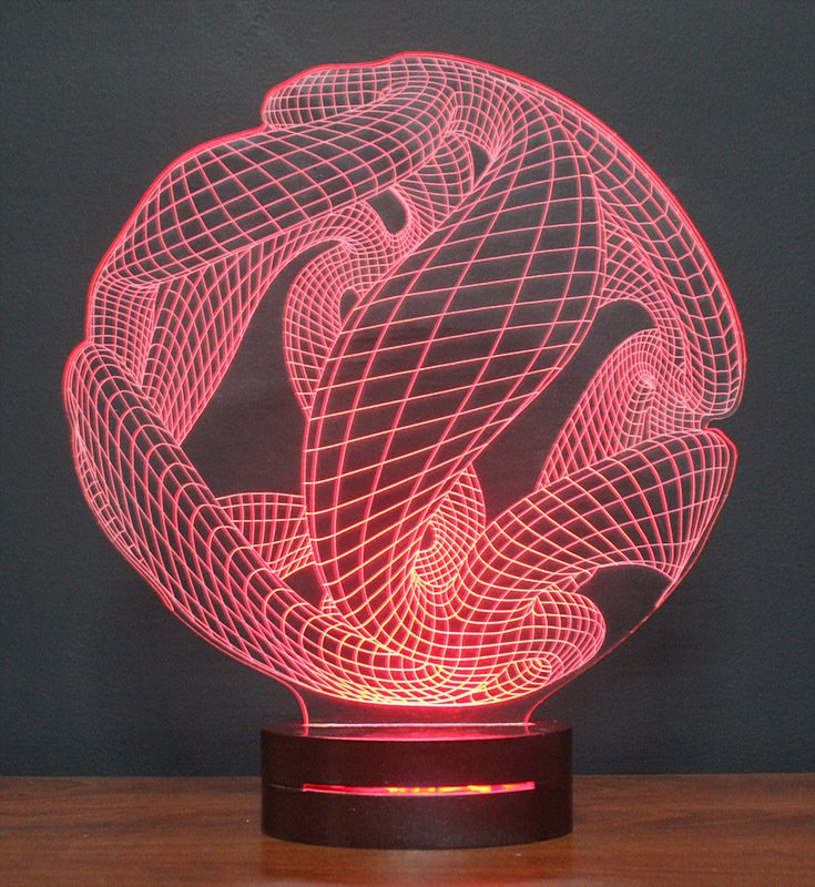 16 Renk 3d Led Lamba Model 50