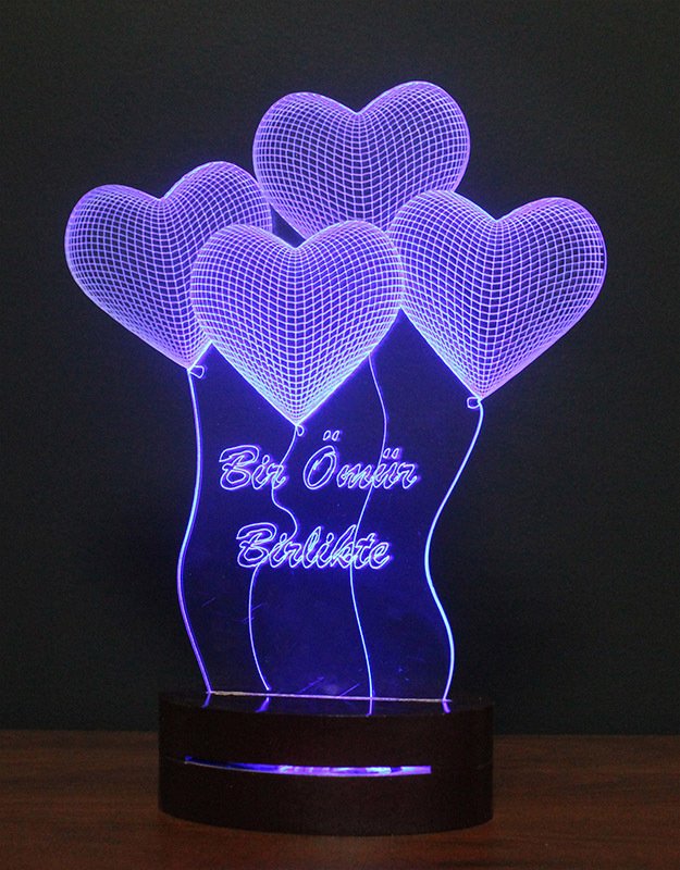 16 Renk 3d Led Lamba Model 52